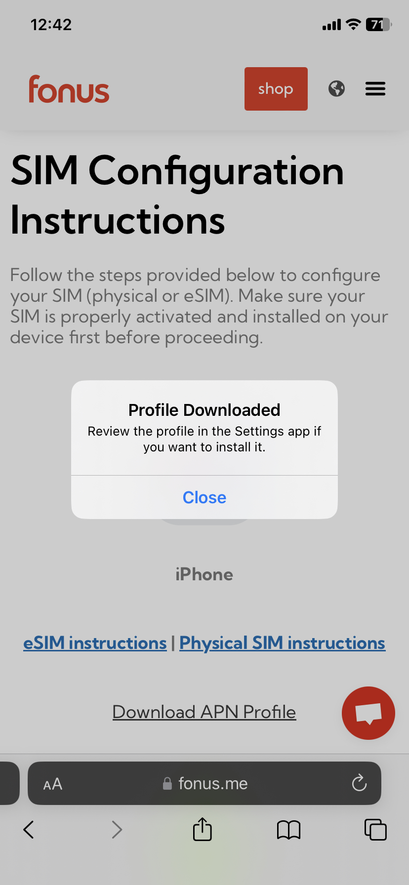 Configure eSIM on iPhone - Fonus